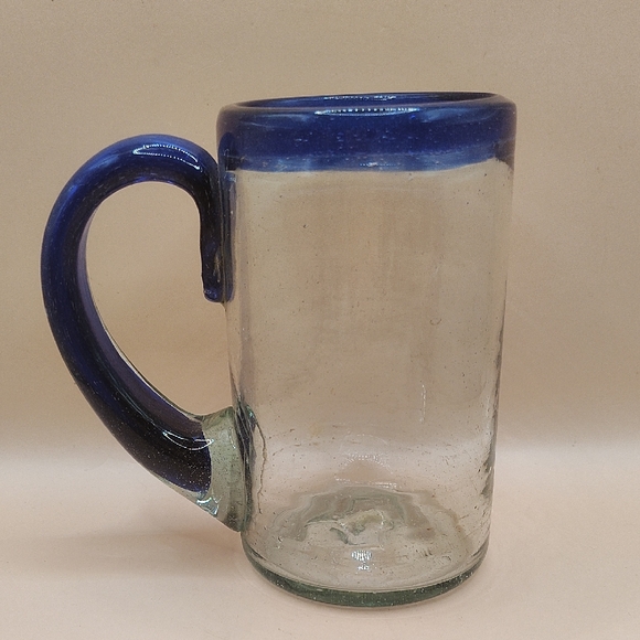 Kitchen | Vintage Hand Blown Mexican Glassware Cobalt Blue 1 Beer Mug ...